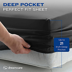 DREAMCARE deep Pocket King Sheets - 4 PCS Set - up to 21 inches - 2500 Supreme Collection - Superior Softness - Hotel Luxury Sheets & Pillowcases Set - Wrinkle and Fade Resistant (King, Gray)