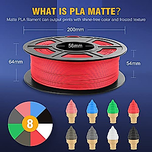 SUNLU 3D Printer Filament PLA Matte 1.75mm, Black& SUNLU Filament Dryer Box S2 for 3D Printer Filament, Black
