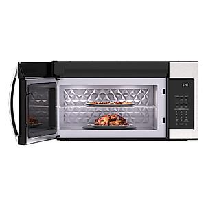 KoolMore KM-MOT-2SS Range Microwave Oven Lamp and 300CFM Recirculation Vent Hood, Auto Cook Menus, Reheat Function, 11 Power Levels, Timer, and Weight Defrost, 30 in/1.9 Cu. Ft, Silver