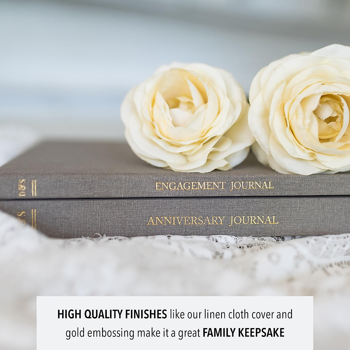 Anniversary Journal by Duncan & Stone - Taupe | Wedding Journal Book For Couples | Marriage Scrapbook Gift | Memory Gifts for Couples | Keepsake for Anniversaries
