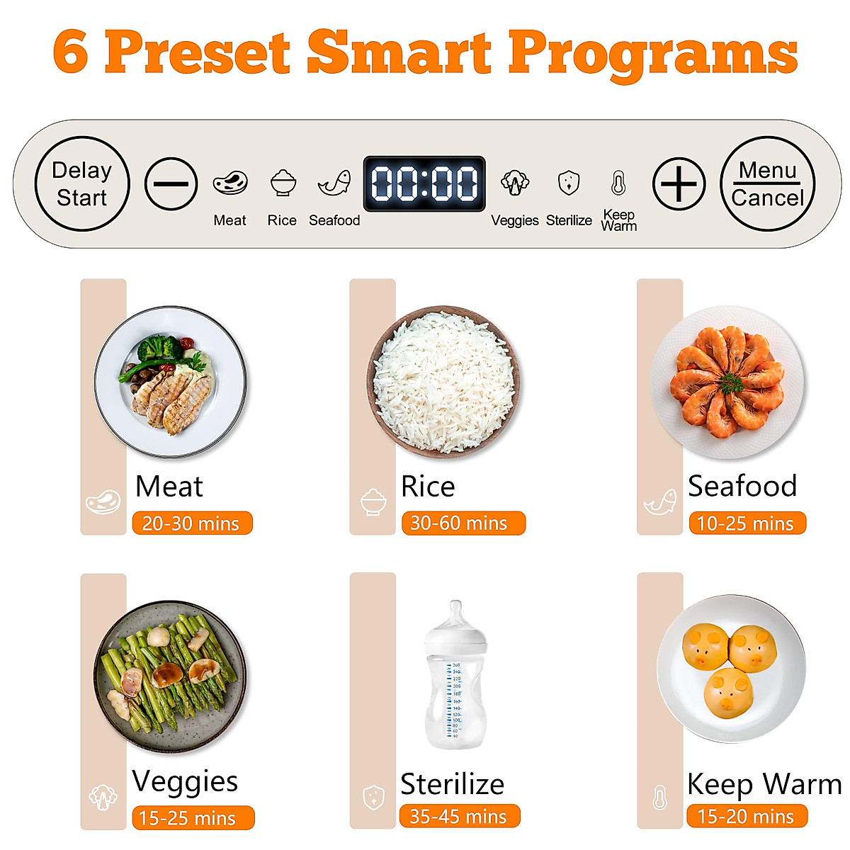 Veroline Electric Food Steamer for Cooking, 15QT Vegetable Steamer with 3-Tier Stainless Steel Trays, 1200W Electric Steamer for Fast Simultaneous Cooking, 24H Delay Start, Auto Shut-Off, BPA-Free