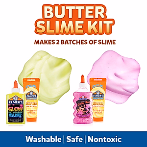 Elmer’s Butter Slime Kit, Includes Elmer’s Glow in The Dark Glue, Elmer’s Glitter Glue, Elmer’s Butter Slime Activator, 4 Count