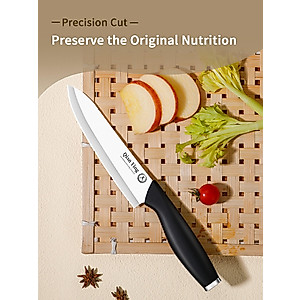 Ceramic Knife Set for Kitchen with Sheath: Sharp Blade Fruit Cutting Knives with Cover Clean Cut Edge Black Handle