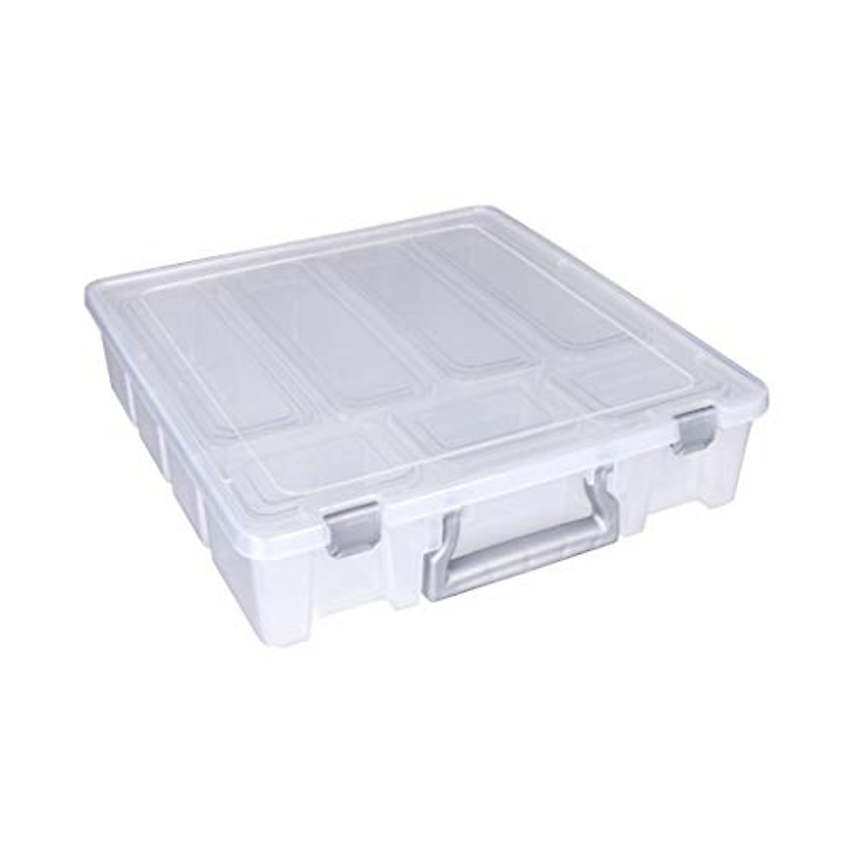 AB Designs 6967ABD Super Satchel with 9 Mixed Bins Inside Stackable Home Storage Organization Container, Clear with Sliver Latches and Handle, w/Long