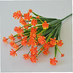 TOSSPER 1 Bundles Artificial Flowers, Fake Simulation Plant Plastic Shrubs for Home Garden Porch Window Wedding Party Decor (Orange)