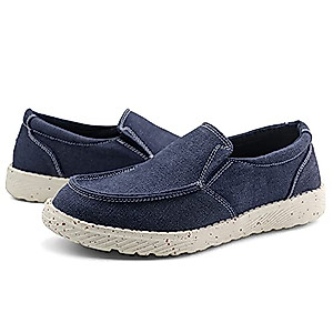 firelli Womens Casual Slip-on Canvas Loafer Walking Flat Shoes (9.5,Navy)