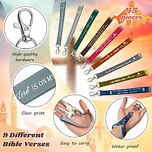 45 Pieces Christian Keychains Bulk Inspirational Bible Verse Key Chains Polyester Scripture Keyrings Religious Party Gifts (Dark, Classic)