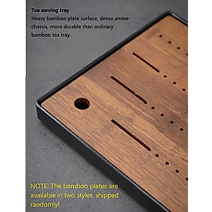 TRENDVEI Japanese Coarse Pottery Tea Set, Chinese Kungfu Loop-Handled Teapot with Infuser, 4 Cups and 1 Tea Tray