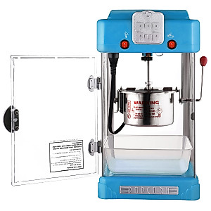 Pop Pup Popcorn Machine - 2.5oz Tabletop Movie Theater Popcorn Popper with Stainless-Steel Kettle and Serving Tray by Great Northern Popcorn (Blue)