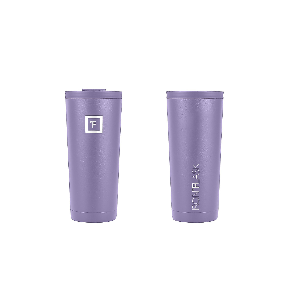 IRON °FLASK Classic Tumbler 2.0-2 Lids (Straw Flip), Vacuum Insulated Stainless Steel Water Bottle, Double Walled, Drinking cup, Thermos Travel Mug - Lavender, 24 Oz