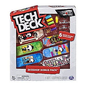 TECH DECK, Sk8shop Fingerboard Bonus Pack, Collectible and Customizable Mini Skateboards (Styles May Vary)