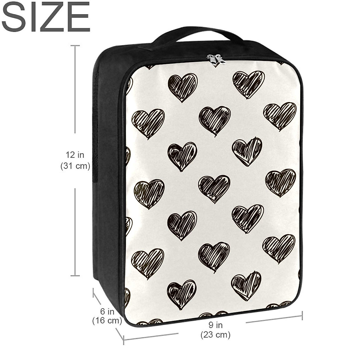 Nanmma Waterproof Shoe Box Bags Pouches Stylish Hand Drawn Hearts for Travel Storage Organizer Bag