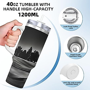 HULIBIN Black and White Golfs Print Double Deck Stainless Steel Travel Coffee Cup With Lid 40 Oz Ice Bully Cup