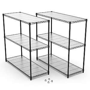 Ufurpie 3 Tier Wire Shelving Unit Two-Piece Set, NSF Metal Shelf 1050lbs Capacity Adjustable Storage Rack with Shelf Liners, Extensible to 6 Tier 2100lbs Organizer, 48" H x 48" L x 18" D