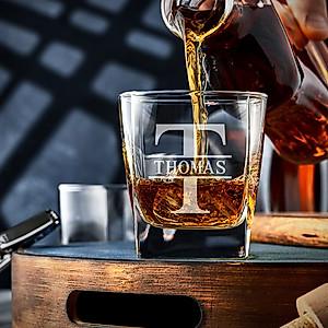 Custom Square Whiskey Glass Set with Bullet Whiskey Stones (Personalized Product)