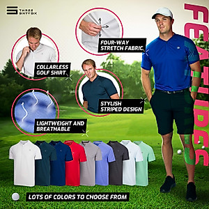 Three Sixty Six Collarless Golf Shirts for Men - Men’s Casual Dry Fit Short Sleeve Polo, Lightweight and Breathable