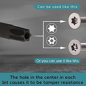 Torx Bit Set, LATTOOK 13-Piece Security Tamper Proof Torx Star Bits Set, Magnetic S2 Steel, 4'' Long, T5 - T40