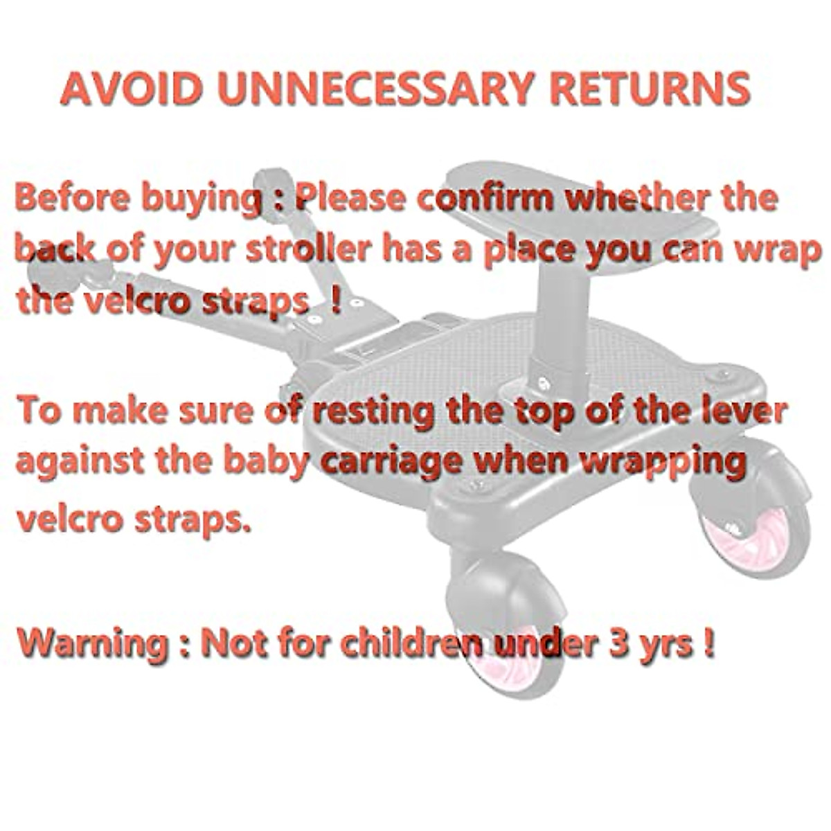 Universal Stroller Board with Detachable Seat,Stroller Glider Board Suitable for Most Brands of Strollers, Holds Children Up to 55lbs (Pink)