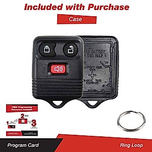 KeylessOption Just The Case Keyless Entry Remote Key Fob Shell Replacement - Black
