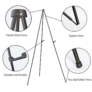 JULEHUI Easel Stand for Display Wedding Sign & Poster - 63 Inches Tall Easels for Display Holder - Collapsable Portable Poster Easel - Floor Adjustable Metal Easel Tripod