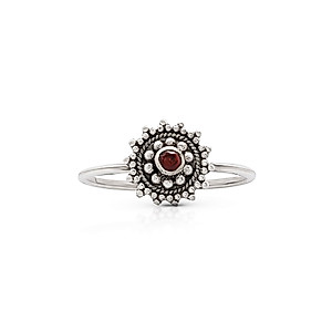 Garnet Vintage Gipsy Etnic Delicate Ring 925 Sterling Silver Tribal Boho Chic Jewelry (8)