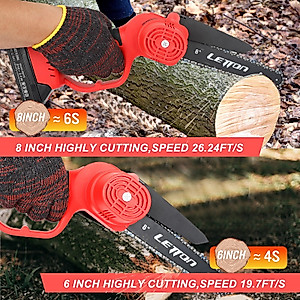 Letton Mini Chainsaw,8 inch & 6 inch electric chainsaw cordless With 21V Battery Powered,Portable Hand Held Chain Saw For Cutting Trees Branch Trimming Pruning-Red