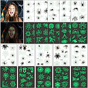 Konsait 73PCS Glow in the Dark Halloween Tattoos Kids, Luminous Tattoos, Halloween Spider Themed Sticker for Children Girls Boys for Halloween Party FavorsTrick or Treat Gift?Birthday Party Bag Filler