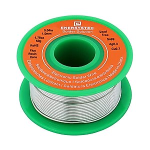 Solder Wire Lead Free Rosin Core Flux 1.0mm Electronics Soldering Diameter 0.04in No Lead 1.76oz 50g Sn99 Ag0.3 Cu0.7 Flow RoHS Electrical Solder Wire Electric Repair Unlead