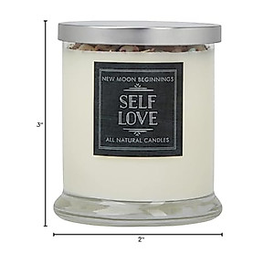 Self Love Candle by New Moon Beginnings - Negative Energy Cleansing - Handmade Aromatherapy Soy Candle - Dried Flower, Herb, & Crystal Candle - 12oz Glass Jar