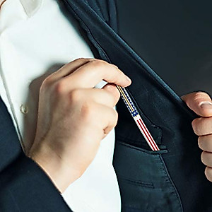 Unibene Slim Metal Retractable Ballpoint Pens Bulk of 6 Count, Gold Patriotic American Flag for Swat, Veteran, Souvenir, Promotion, Medium Point(1 mm Black Ink), School and Office Supplies