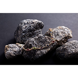 Barzel 18K Gold Plated Multi Color Crystal Baguette Anklet (Multicolor Dark Oval)