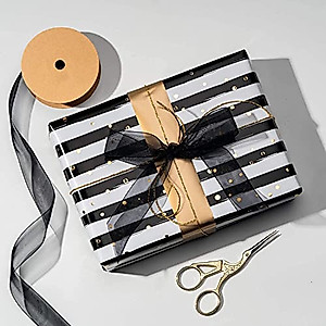 MAYPLUSS Wrapping Paper Roll - Mini Roll - 17 inch X 120 inch Per roll - 3 Different Black Gold Design (42.3 sq.ft.ttl)
