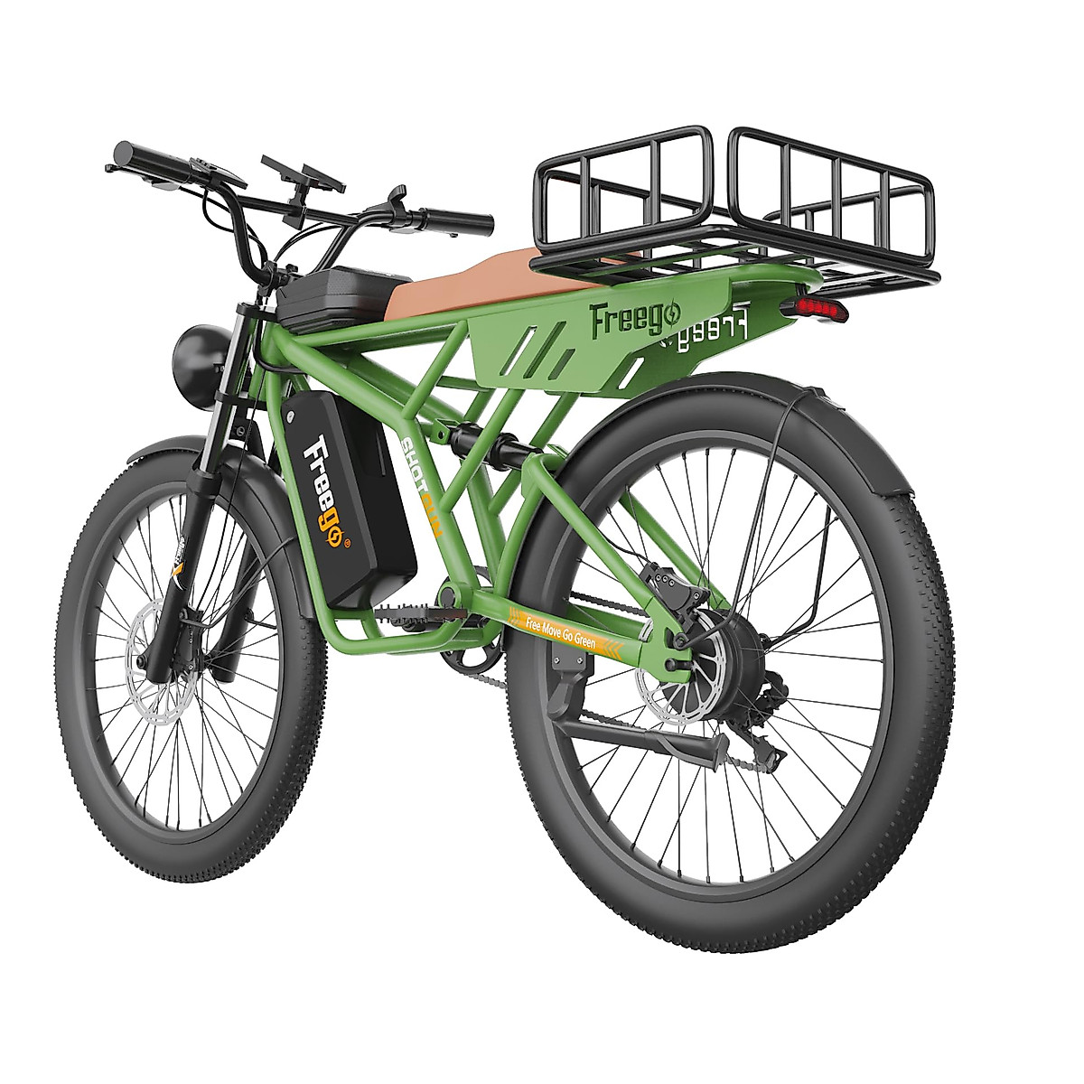 Freego Electric Bike for Adults, 1000W/48V/20Ah, F4 Electric City Bike 24 x 2.4 MTB Tires Ebike Electric Bicycles Removable Battery, 28MPH & 40 Miles, with Rear Cargo Rack