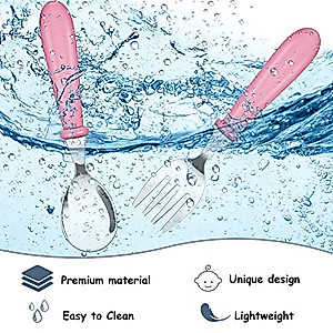 24 Pieces Toddler Spoons and Forks Toddler Silverware Set Stainless Steel Utensils Kids Cutlery Toddler Silverware with Round Handle for Safe Dining Lunch Box Kitchen