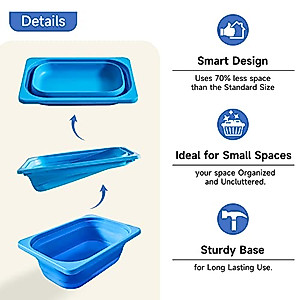 Beright Collapsible Storage Bin, Wash Basin Folding Dish Tub Sink, Space Saving for Dishing, Fruit, and Camping, Hiking and Home, 1 Pack, Blue, Small