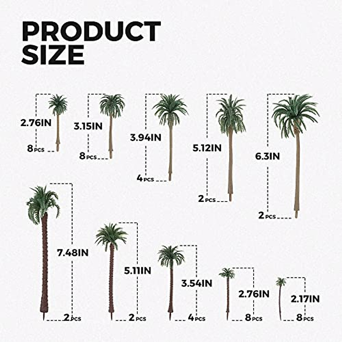 Yetaha 48 PCS Model Trees Model Coconut Palm Tree, Scenery Model Plastic Palm Tree Miniature Landscape Scenery Diorama Model Tree for Cake Decorations Aquarium Plants Outdoor Home Garden Decor