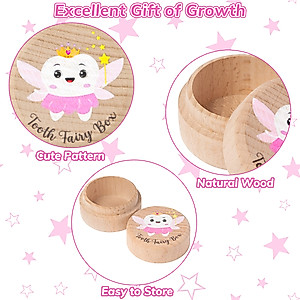 Colorful Tooth Fairy Box for Girl Wooden Tooth Fairy Keepsake Box to Place Under Pillow Milk Teeth Container Box Cute Lost Tooth Holder Baby Toddler Teeth Case for Baby Shower Birthday Gift