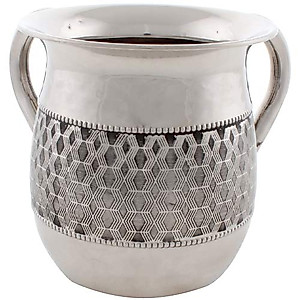 UNBREAKABLE WASHING CUP: 6.5-Inch Tall Elegantly Brushed 2-Handle Wide-Mouth Ritual Cleaning Water Vessel