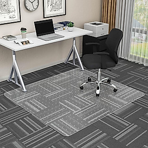 HOMEK Chair Mat for Carpeted Floors, 53” x 45” Transparent Office Chair Mat for Low Pile Carpet, Sturdy Floor Mat for Office Chairs