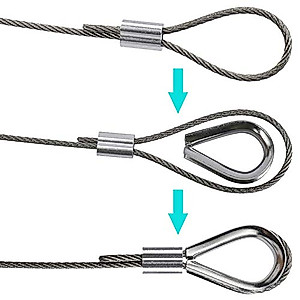 DasMarine Wire Rope Kit with 1/16inch X 328FT Length 7x7 Strand Core Stainless Steel Wire Cable,50pcs Stainless Steel Thimble and 50pcs Aluminum Crimping Sleeves for Indoor and Outdoor,Patio,Garden