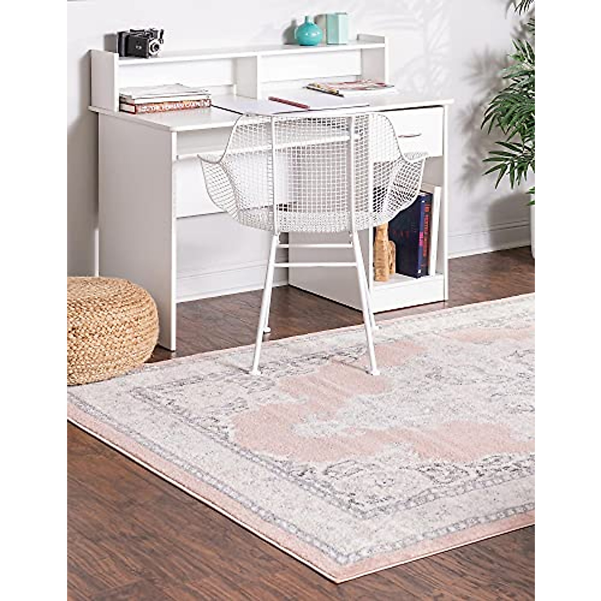 Unique Loom Parker Collection Colorful Medallion Pink/Beige Area Rug (9' 0 x 12' 0)