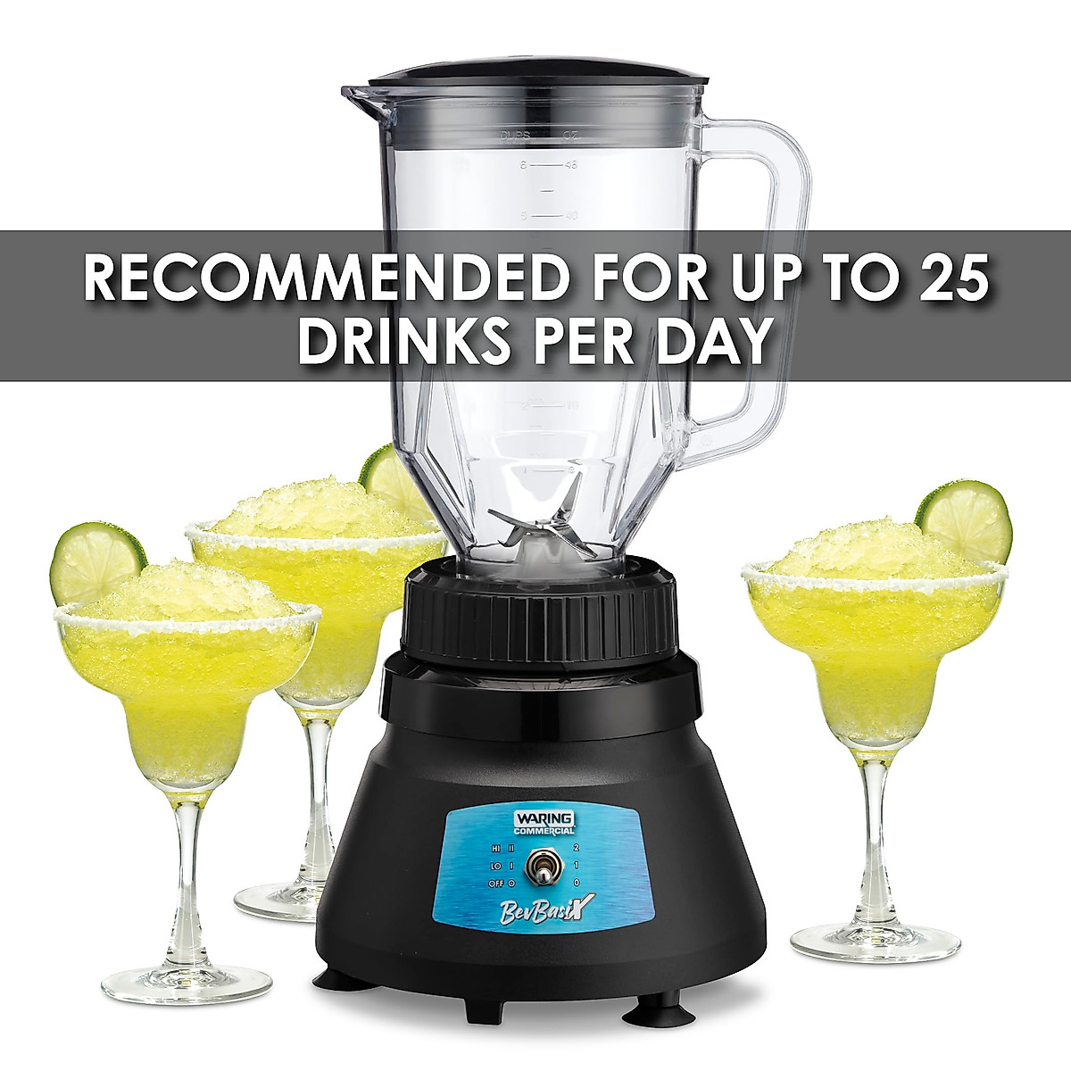Waring Commercial Countertop Bar Blender, BevBasix™ Light Duty 1/2 HP with 48 oz Copolyester Container, Made in the USA, Professional Foodservice Use for Frozen Cocktail Drink, Dips, Smoothies
