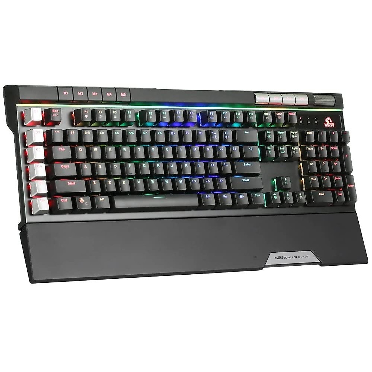 Marvo BigBang P1 KG965G RGB Mechanical Gaming Keyboard, Full Size Mutimedia, USB 2.0, Blue Switches, RGB backlighting For Each Key, Anti-ghosting, 19-key Rollover Support, 6 macro keys, Black