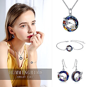 JUSTKIDSTOY Hummingbird Bracelet 925 Sterling Silver Cute Bird Daisy Adjustable Chain Bracelet with Crystal Hummingbird Jewelry Birthday Gifts for Women