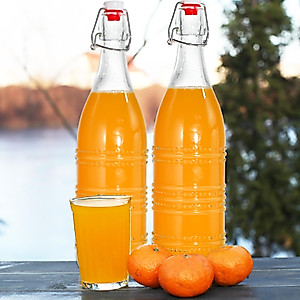 Nicunom 4 Pack Swing Top Glass Bottles 32 Oz, Clear Glass Brewing Bottle Flip Top Glass Bottle Airtight Glass Beer Bottles for Kombucha, Beverages, Wine, Juice, Oil, Vinegar, Water, Soda, Kefir