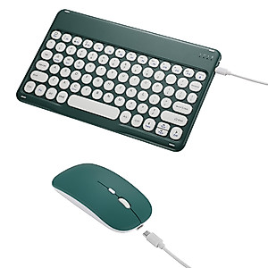 Ultra Slim Retro Bluetooth Keyboard and Mouse Combo,Compact Rechargeable Wireless Keyboard and Mouse for iPad,iPad Mini,iPad Air iPad Pro,iPhone,Windows Android Tablet Smartphone (Black)