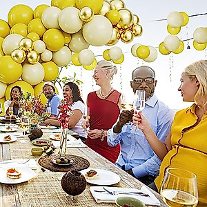 Yellow Balloon Arch Garland Kit-Macaron Yellow Balloon Metallic Gold Balloon 132Pcs for Graduation,Birthday，Baby Shower,Christmas,Fiesta Party Decoration.