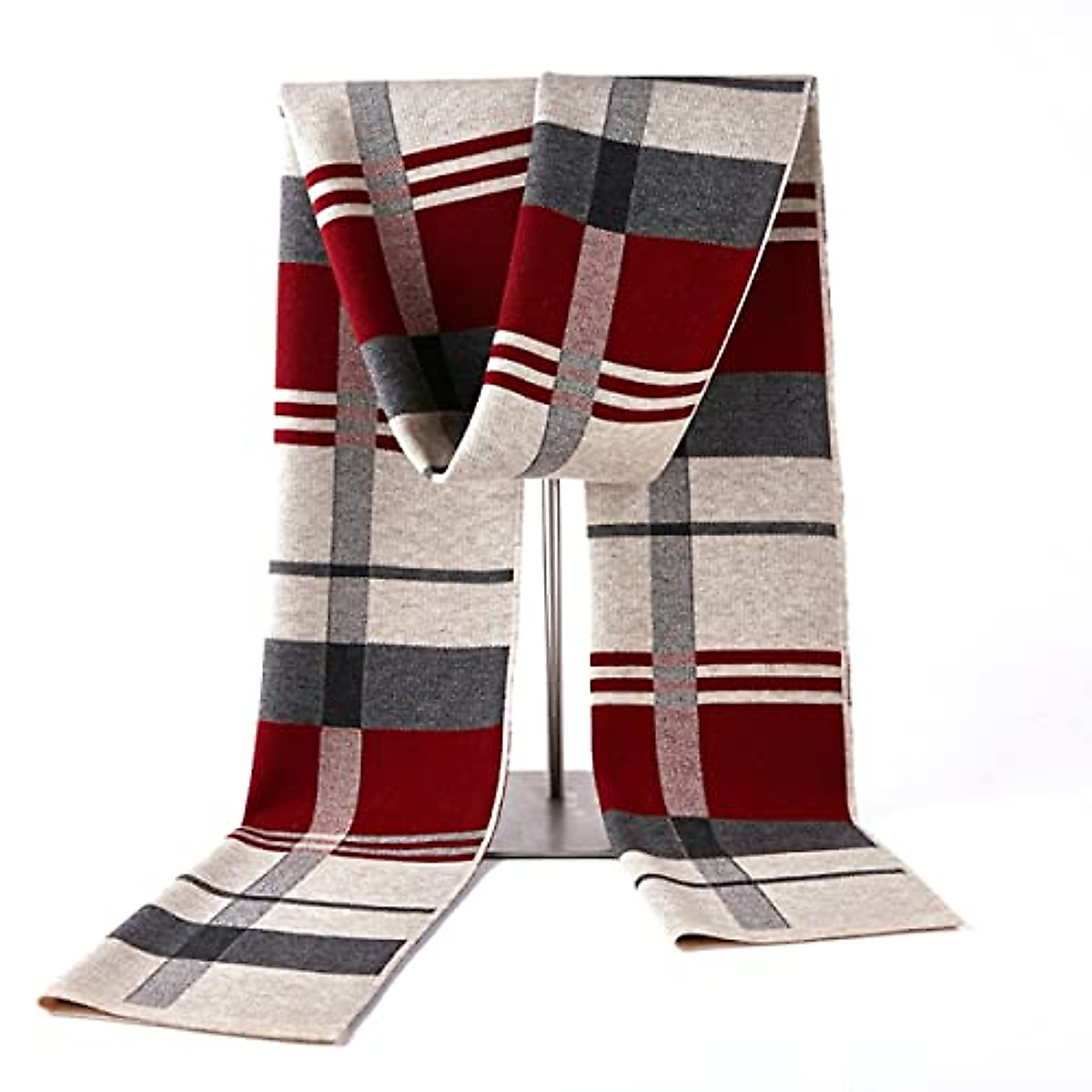 Mailandy Mens Winter Scarf Fashion Formal Soft Scarves Classic Plaid Solid Color Cashmere Scarf for Men