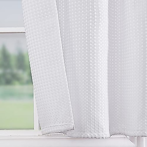 jinchan White Kitchen Curtains 36 Inch Tier Curtains Waffle Woven Textured Cafe Curtains Half Window Curtain Set Rod Pocket Light Filtering for Bathroom Sink Laundry Room Basement RV 2 Panels