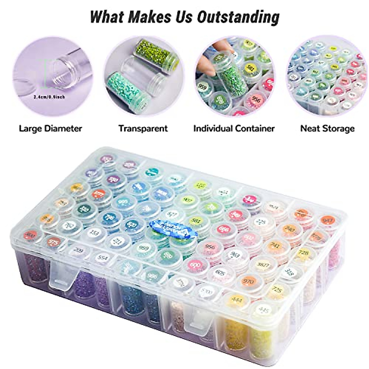 Diamond Painting Storage Jars - 2 Packs 60 Jars + Labels